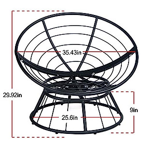 ATR ART TO REAL Papasan Chair, 360-degree Swivel Outdoor Papasan Chair with Beige Cushion and Durable Frame, Comfy Circle Lounge Moon Chair