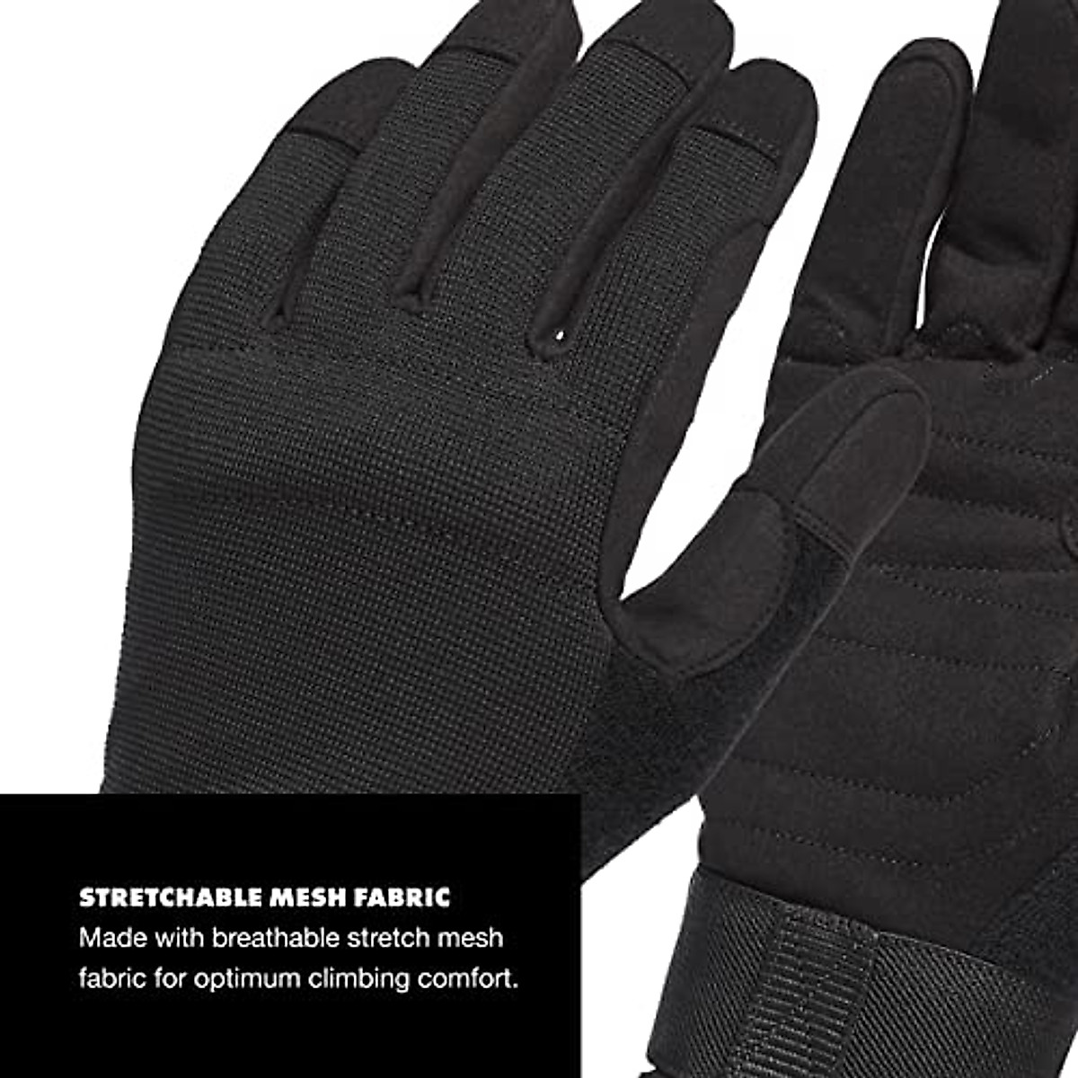 Black Diamond Crag Full-Finger Rock Climbing Gloves for Belaying, Black, Large