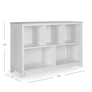 Guidecraft Classic Bookshelf - Gray: Wooden 5-Compartment Storage Shelving Unit for Kids Toys, Books, Paper, TV, and Bins - Children's Playroom Bookcase Furniture