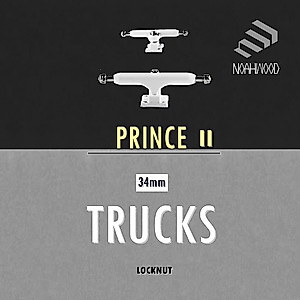 NOAHWOOD Fingerboards Parts Professional Prince II Trucks (34mm) + Update Self-locking Nuts (White)