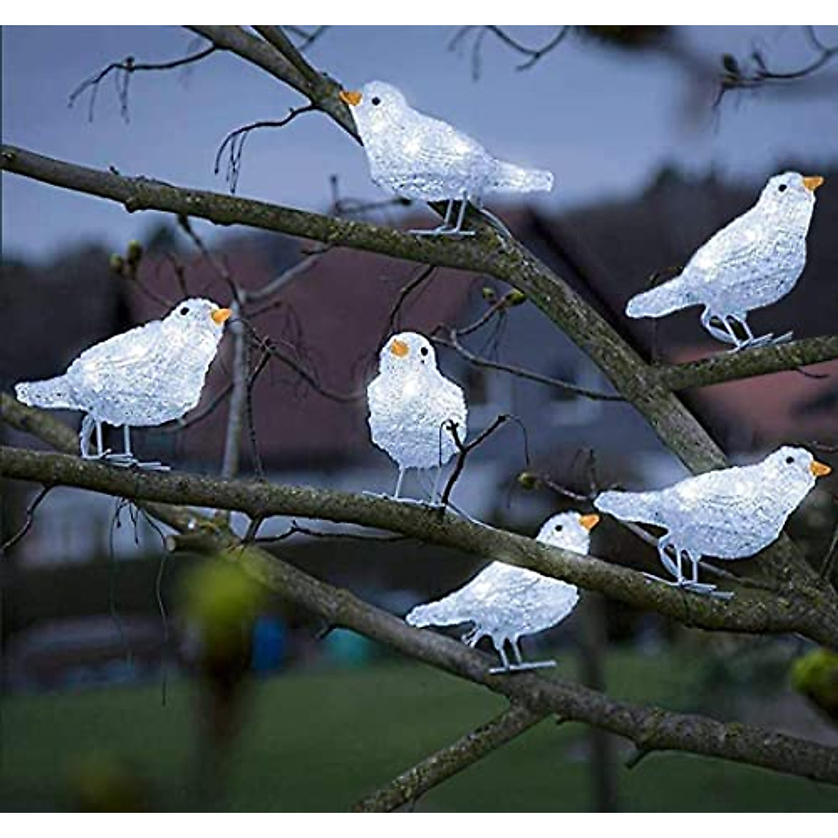 Acrylic String Birds 3 PCS Lighted Cool White Xmas Decorations Indoor Outdoor Holiday Decorations for Yard Garden Bar Party Cute Birthday Gifts Timer Battery Operated G-B006A