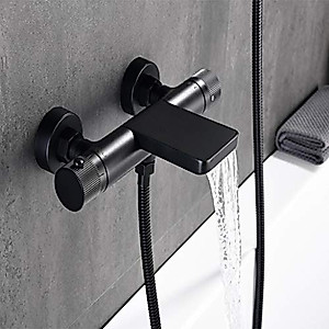 BINCAVIDOU Tub Taps, Brass Hot and Cold Water Bidet Bathroom Hand Shower Bidet Toilet Sprayer Hygienic Shower Wall Mounted Bidet Tap Set with Booster Nozzle Decoration