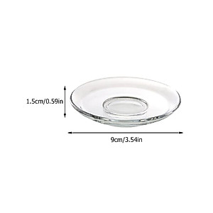 STOBOK 4pcs Clear Coffee Plates Round Cup Saucers Small Glass Plates Snack Plates Coffee Tea Saucer Drinkware Coffee Tea Dish for Home Kitchen