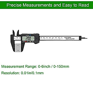 Digital Caliper, 0-6" Calipers Measuring Tool - Electronic Micrometer Caliper, Auto-Off Feature, Inch and Millimeter Conversion+ 1 Pack Tape Measure Measuring Tape for Household/DIY Measurement…