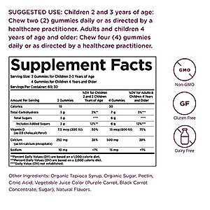 Solgar U-Cubes Children's Calcium with Vitamin D3, 120 Gummies - Strawberry Flavor - Supports Bone & Teeth Health - Non GMO Gluten Free, Dairy Free - 60 Servings