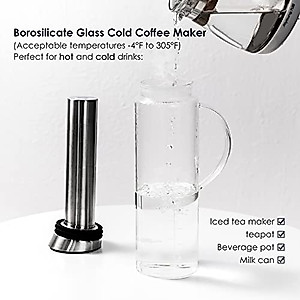 Aquach Cold Brew Coffee Iced Tea Maker & Fruit Pitcher - Large Capacity 68 Ounces - with Durable Glass Carafe / Fine Mesh Steel Infuser / Airtight Lid