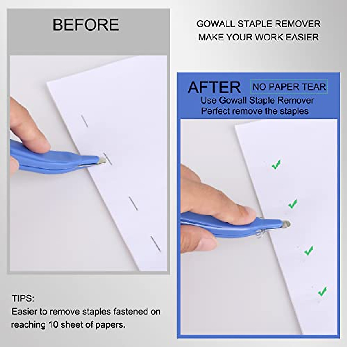 Gowall 3 Pack Magnetic Staple Remover Professional & Labor-Saving Staple Remover Tool Universal Staple Puller Remover Easy Grip Staple Remover Stick for Office School and Home, Multiple Colour
