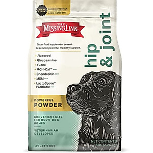 The Missing Link Hip & Joint Probiotics Superfood Supplement Powder for Dogs - Omegas 3&6, Fiber, Glucosamine, Chondroitin, MSM, HA - Cartilage & Bone Health, Joint Mobility & Flexibility - 5lb