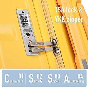 Joyway Luggage Suitcase with Spinner Wheels, Hardside Checked Luggage with TSA Lock, 24 Inch Medium Travel Suitcase (YELLOW,4PCS)