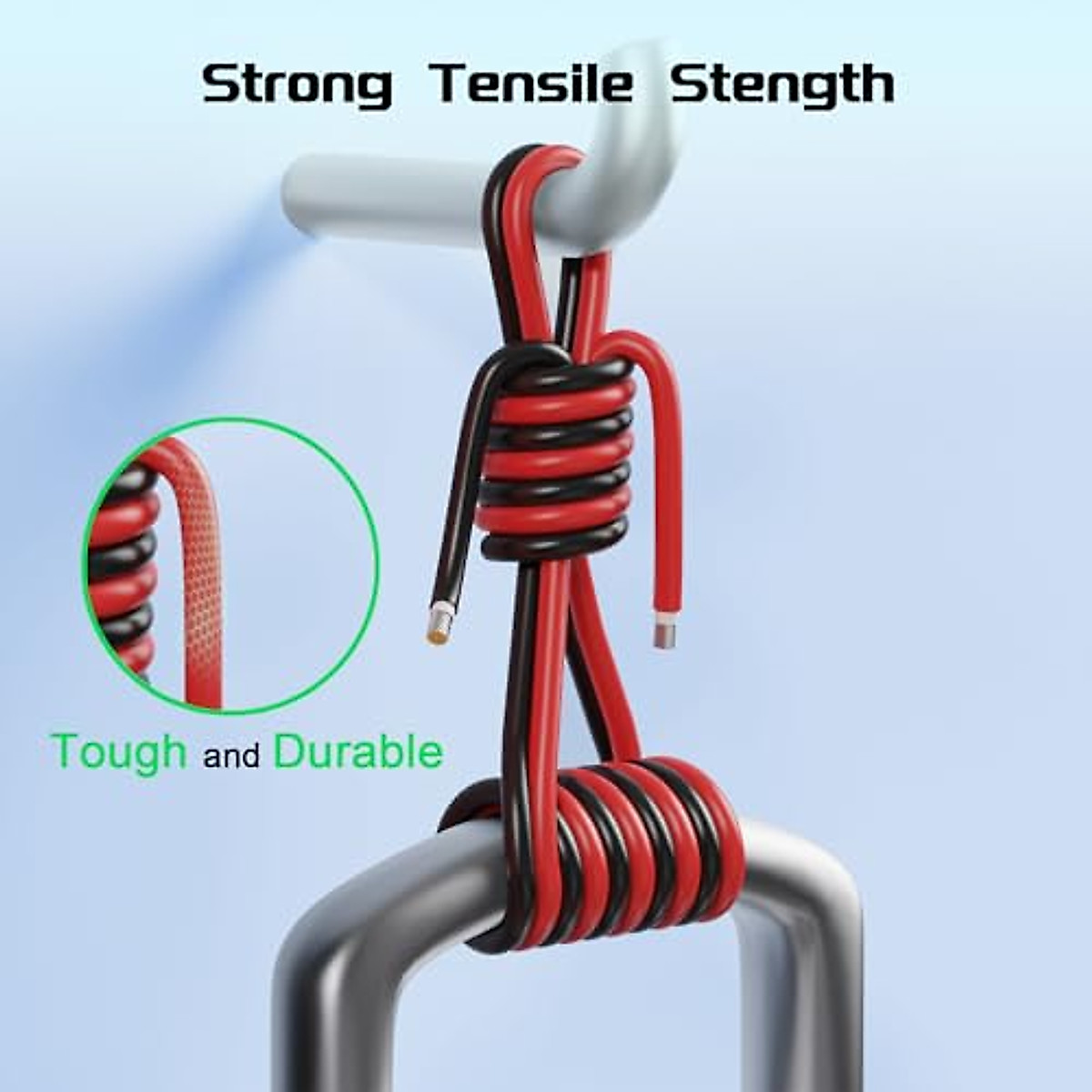 Solar Panel Wire 50Ft Black and 50Ft Red Kit, Bateria Power Solar Panel Extension Cable 10AWG (6mm²) Tinned Copper Wire for Outdoor Automotive RV Boat Marine Solar Panel (Black+Red)