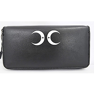 Lost Queen New Moon Wallet Gothic Occult Moon Magick & Leviathan cross Black Wallet, Large