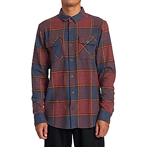 RVCA Mens Long Sleeve Woven Button Front Flannel Shirt - Thatll Work (New Moody, Medium)