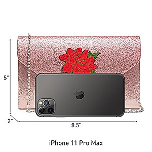 Dasein Women Floral Evening Bags Clutch Purses Handbags for Wedding Party Prom Formal Dressy Purses(floral blue)