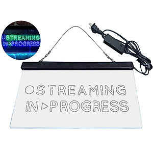 ADVPRO Streaming in Progress Display Dual Color LED Neon Sign Green & Blue 16 x 12 Inches st6s43-i4096-gb