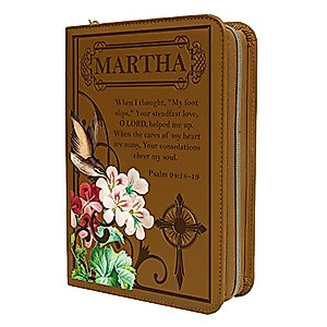 10x7 Inch Personalized Bible Cover – Create Your Own Design, Custom Bible Cover and Carrying Case with Handle – Leatherette Book Covers and Bible Case for Women - Brown (Design 4)