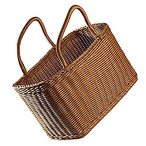 BESPORTBLE African Market Basket Woven Straw Basket Grocery Basket Shopping Bag Wicker Picnic Basket with Handle for Home Outdoor