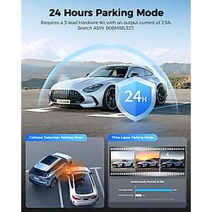 AZDOME 12" Mirror Dash Cam with 4K Detached Front Camera, Rear View Mirror Camera with Sony IMX335, WDR Night Vision, GPS, IPS Full Touch Split Screen, Free 64GB Card, Parking Assistance PG18S