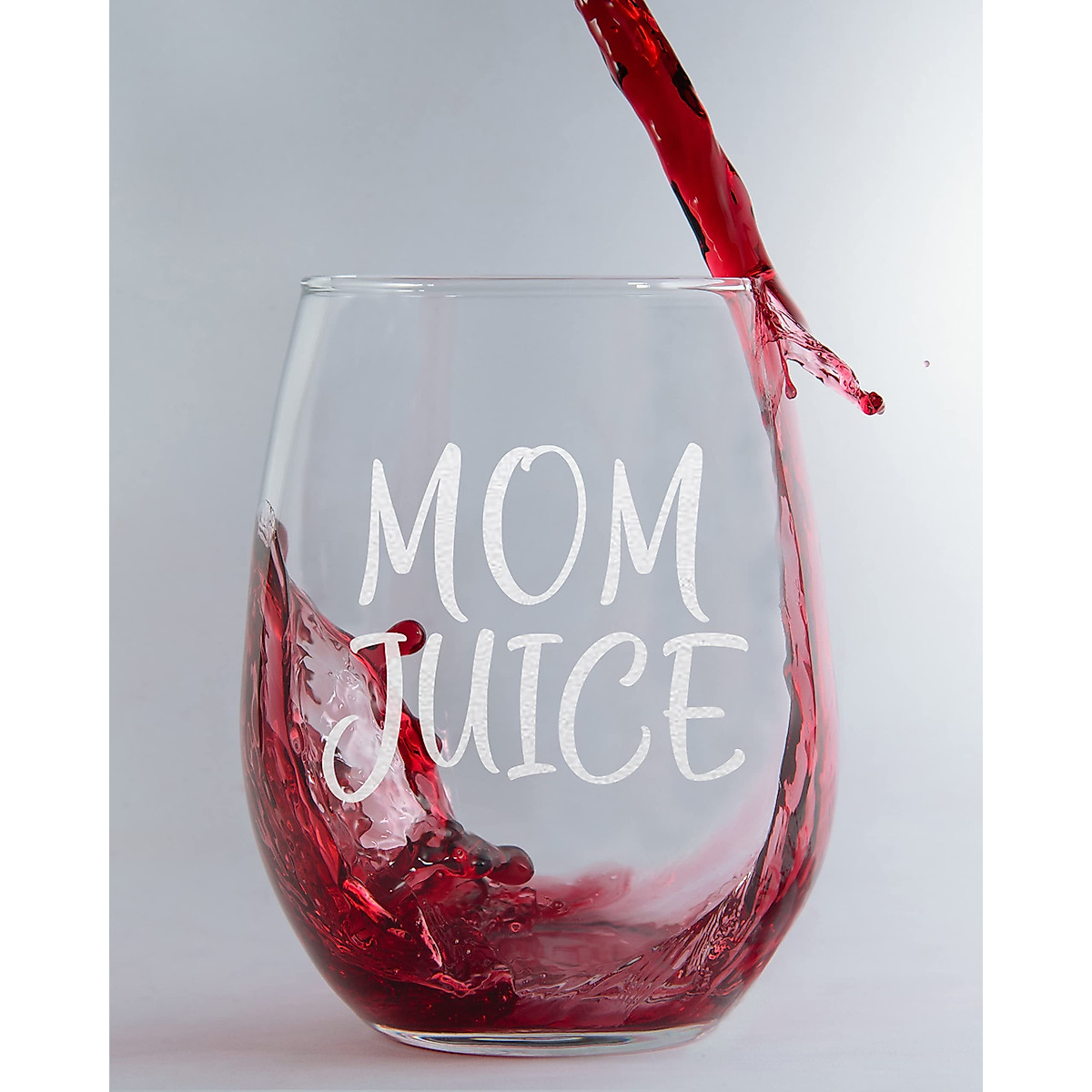 CARVELITA Mom Juice 15oz Funny Wine Glass, Novelty Gag Birthday Present for a New Mom, Friend, Adult Sister, Her Best Christmas Gifts For Women, Mother, Mom - Unique Xmas Wife Gift Idea From Husband