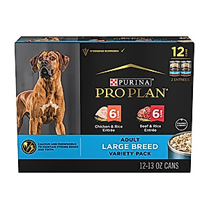 Purina Pro Plan Specialized Large Breed Chicken and Rice and Beef and Rice in Gravy 12ct High Protein Wet Dog Food Variety Pack - (12) 13 oz. Cans