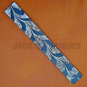 Damascus Steel Blank Billet Feather Patern Bar Stock for knife making Handmade Forged 12 Inches Jnr-2542