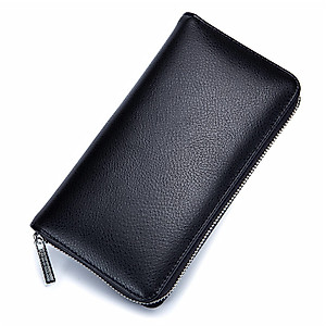 Tesucotus RFID Wallet Credit Card Holder Wallet Leather Wallet for Women with Zipper 36 Slots (Black)