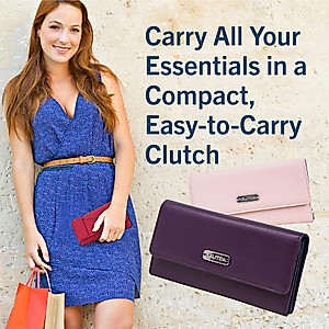 Nautica Money Manager RFID Slim Small Wallet for Women, Credit Card Holder with Coin Purse and Zipper Coin Pouch, Clutch Organizer in Ribbon Stripe