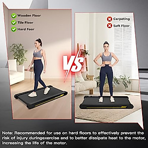 Walking Pad Treadmill with APP, 3 in 1 Under Desk Treadmill, 2.5HP Low Noise Walking Vibration Pad with Remote Control,Portable Treadmill for Home Office, Yellow
