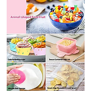 jijoe 27 PCs Bento Box Lunch Box Kit, Stackable 3-in-1 Compartment Japanese Lunch Box Set w/Soup Cup Sauce Can, Spoon Fork, Cake Cups, Fruit Picks, Snack Bags, Leakproof Lunch Containers