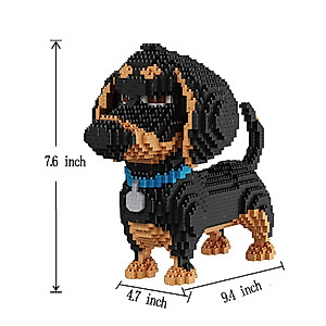 Uvini Building Blocks Pets, Bricks Dachshund, Micro Bricks Dog Animal Building Toy Bricks Dog for Kids 10,11, 12, 13, 14, Teens or Adult, 2100 Pieces