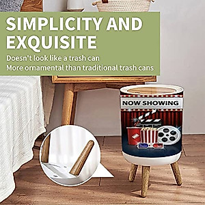 Small Trash Can with Lid Cinema background concept movie theater object on red curtain Garbage Bin Round Waste Bin Press Cover Dog Proof Wastebasket for Kitchen Bathroom Living Room 1.8 Gallon