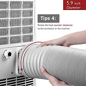 TURBRO 5.9 Inch Portable Air Conditioner Universal Exhaust Hose Anti-Clockwise Thread with Window Vent Kit