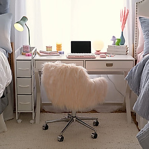 Dormify Narrow 3-Drawer Cart on Wheels | Rolling Table with Wheels | Storage Drawers | Organizer | Nightstand | Dresser for Closet | White | Storage for Small Spaces | Bedroom & Dorm Room Essential