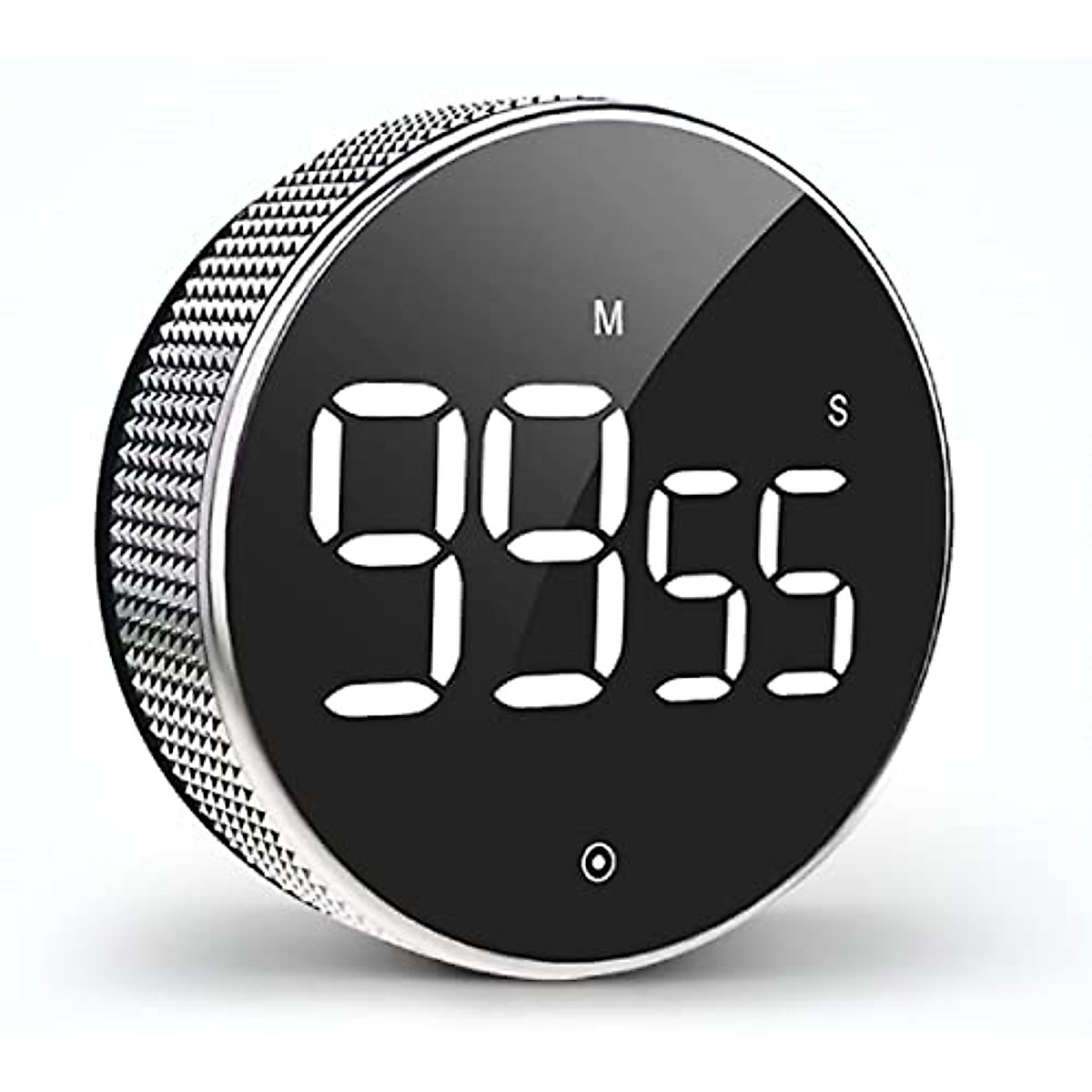 Digital Kitchen Timer Magnetic Countdown with Large LED Display, Silent Classroom Timer for Kids Teachers, 3-Level Volume Round Count Up Timer for Cooking Baking, Easy Operation for Seniors Silver