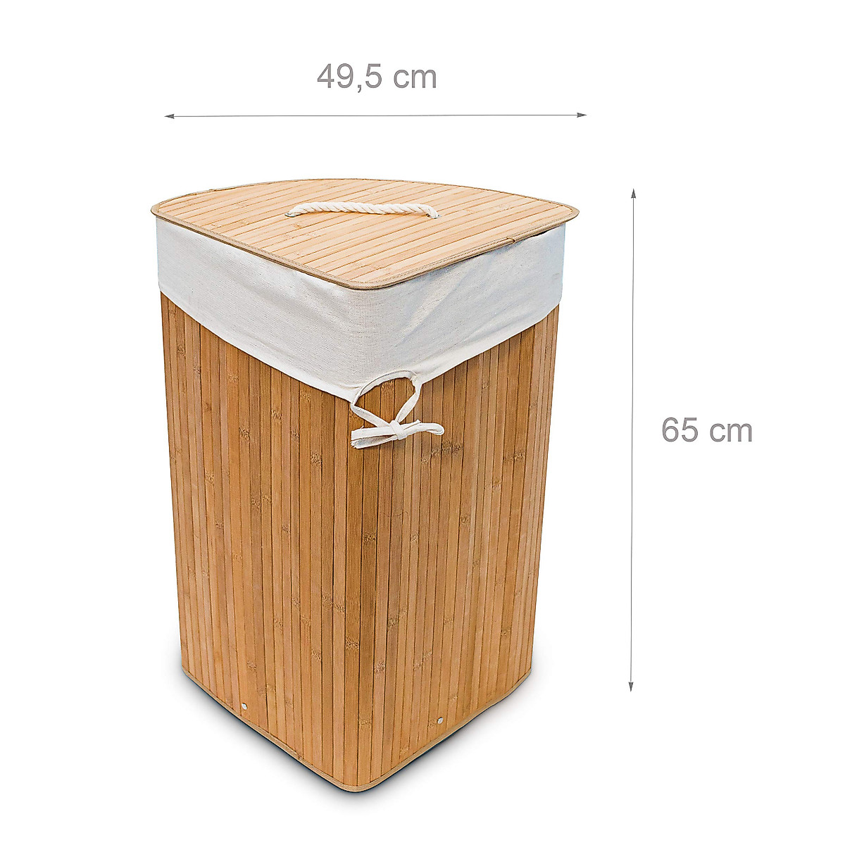 Relaxdays Folding Round Laundry Basket Bin Hamper, 65 x 41 cm, 64 L, Made of Bamboo, Foldable, Black
