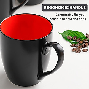 superyes Black Mugs-Sets of 6 for Coffee Cappuccino Latte Cups Set 16OZ(500ml) Red/Yellow/Blue/Green/Orange/Black Inside