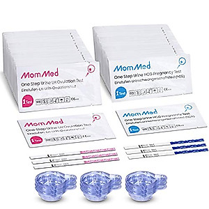 MomMed Pregnancy Test Strips (HCG20-LH60), Includes 20 Pregnancy Tests, 60 Test Strips, 80 Urine Cups, Easy to Use Ovulation Predictor Kit, Accurate Fertility Test for Women