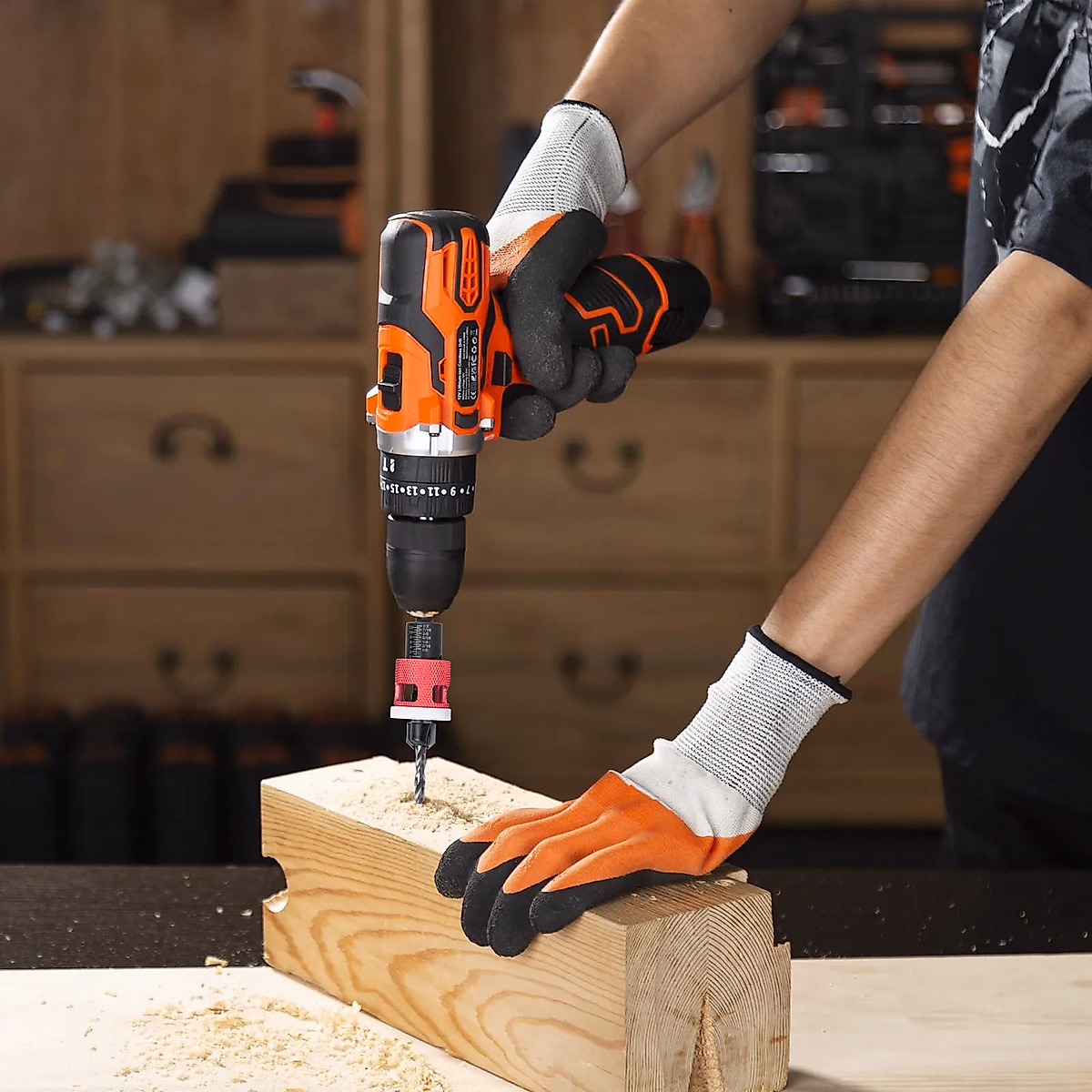 5 Pcs Countersink Drill Bit Set with Low Friction Depth Stop, HSS M2 Bits Tapered Head1/8 9/64" 5/32" Drill+3/8” 82° Counter-Bore,11/64" 3/16" Drill+ 1/2" 82° Counter Bore,1/4” Hex Shank(Red)