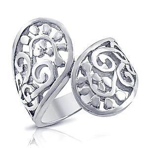 Sterling Silver Filigree Scroll Spoon Ring - Size 8