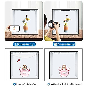Photo Studio Box, PULUZ 40cm Folding Lightbox LED Ring Light Portable Photo Studio Photography Shooting Tent Box Kit 12 Colors Backdrops USB Light Box for Phones DSLR Camera 16 x 16 inch