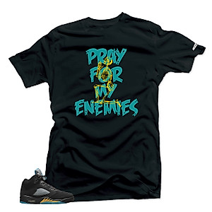 Shirt to Match Jordan 5 Aqua Match Jordan Tee - Shirt to Match Jordan 5 Aqua Enemies Black - Large