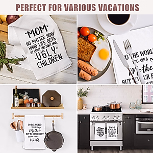 Vastsea Christmas Gifts for Mom-Funny Sack Flour Towels for Mom Gifts for Christmas from Daughter Son, Mothers Day Birthday Gifts Valentines Day Gifts for Mom,Great Mother Gifts,Pack of 4