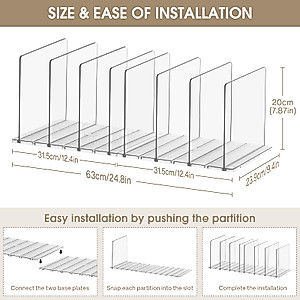 DoubleCare Adjustable Purse Organizer for Closet, Clear Handbag Organizers for Closets, Purse Bag Dividers for Closet, Purse Holder, Bookshelf for Bedroom, Office,8LAYER…