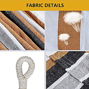 ROOITY Double Hammock Brazilian Hammocks with Portable Carrying Bag,Soft Woven Fabric, Up to 450 Lbs Hanging for Patio,Trees,Garden,Backyard,Porch,Outdoor and Indoor XXX-Large Brown&Grey Stripe