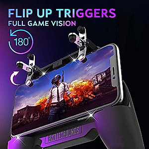 Sahe World - Mobile Gamepad | Phone Controller | Cooling Fan | 180° Flip Design | Aim & Shoot Trigger | Pubg Mobile Controller | iOS & Android 4.7-6.5" Mobile Phones Compatible | 4000mAh Power Bank