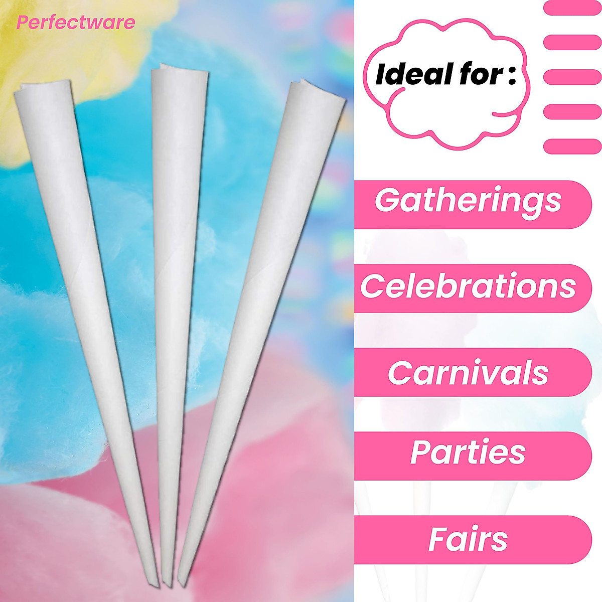 Perfectware Cotton Candy Cones 105ct