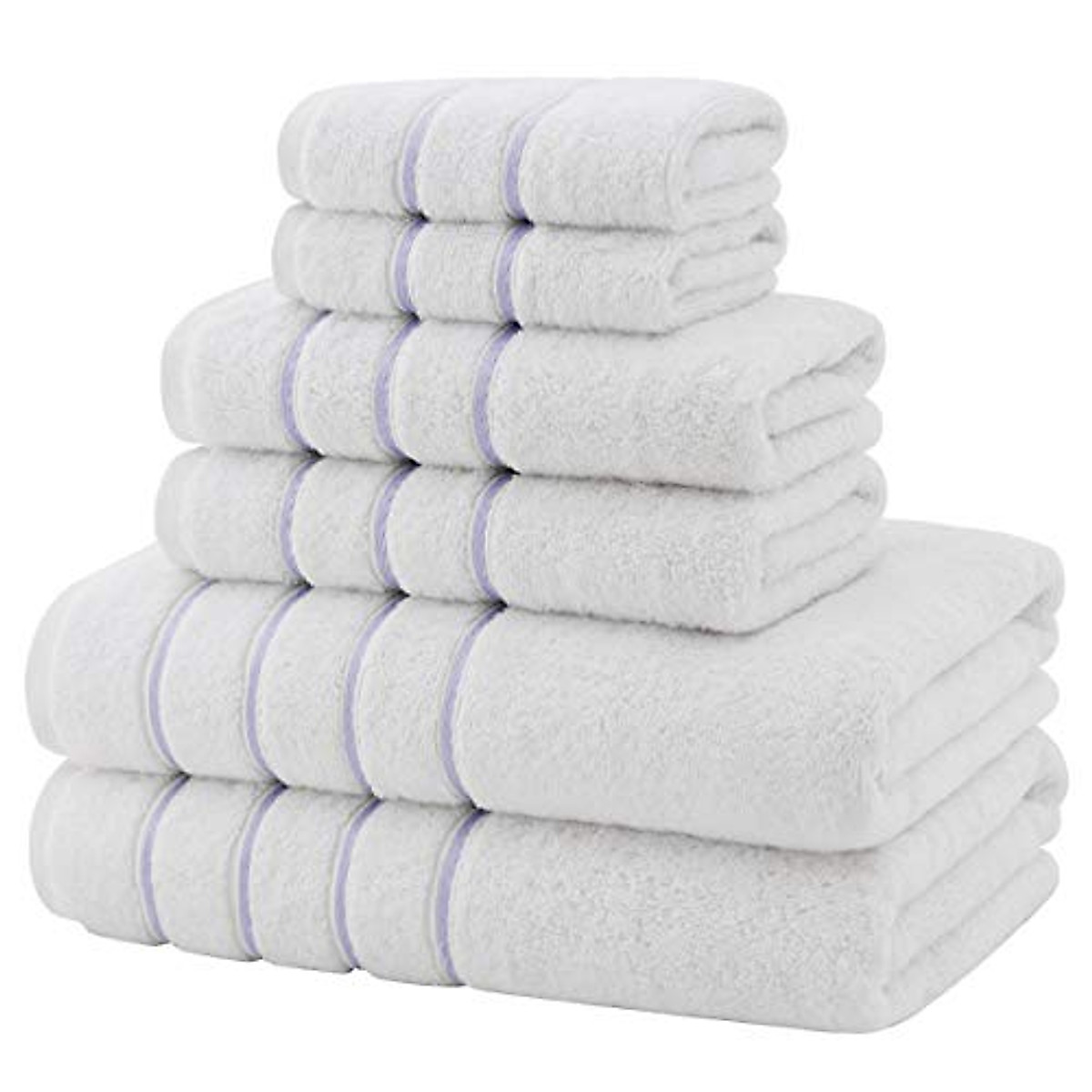 Dorlion Towels 6 Piece White Towel Set, 100% Turkish Cotton Soft Hotel Towels, Quick Dry Turkish Towel Set for Bathroom, Lilac