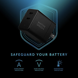 Native Union Fast GaN Charger PD 35W – Ultra-Compact Power Delivery Enabled USB-C Charger Up to 35W – for MacBook Air, iPads, iPhones & More (Black)