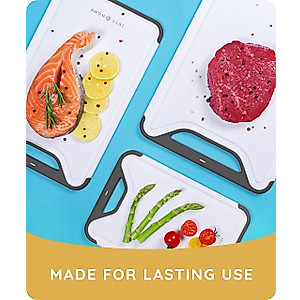 Cutting Boards for Kitchen - Plastic Cutting Board Set of 3, Dishwasher Safe Cutting Boards with Juice Grooves (Black) & Extra Thick Flexible Cutting Boards for Kitchen (15"x12")