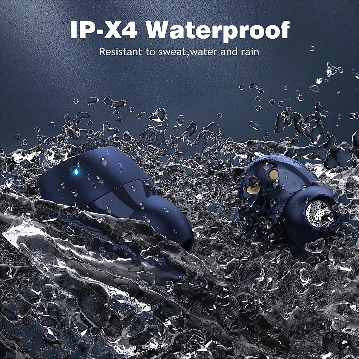 5.2 Bluetooth Headphones for Apple iPhone 16 16e 15 Pro Max 14 Plus 13, Small Ear Buds True Wireless Earbuds Earphones with Microphone Touch Control for Samsung S24 S23 Ultra Google Pixel 9 8 Blue