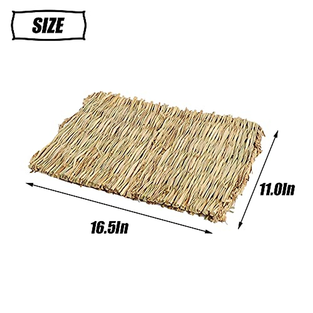 Tfwadmx Rabbit Grass Mats,16.5''x11''Large Natural Woven Seagrass Mat Bunny Bed Chew Mat Sleep for Chinchillas Guinea Pigs Ferret Hamster Squirrel and Small Animals -6 Pcs